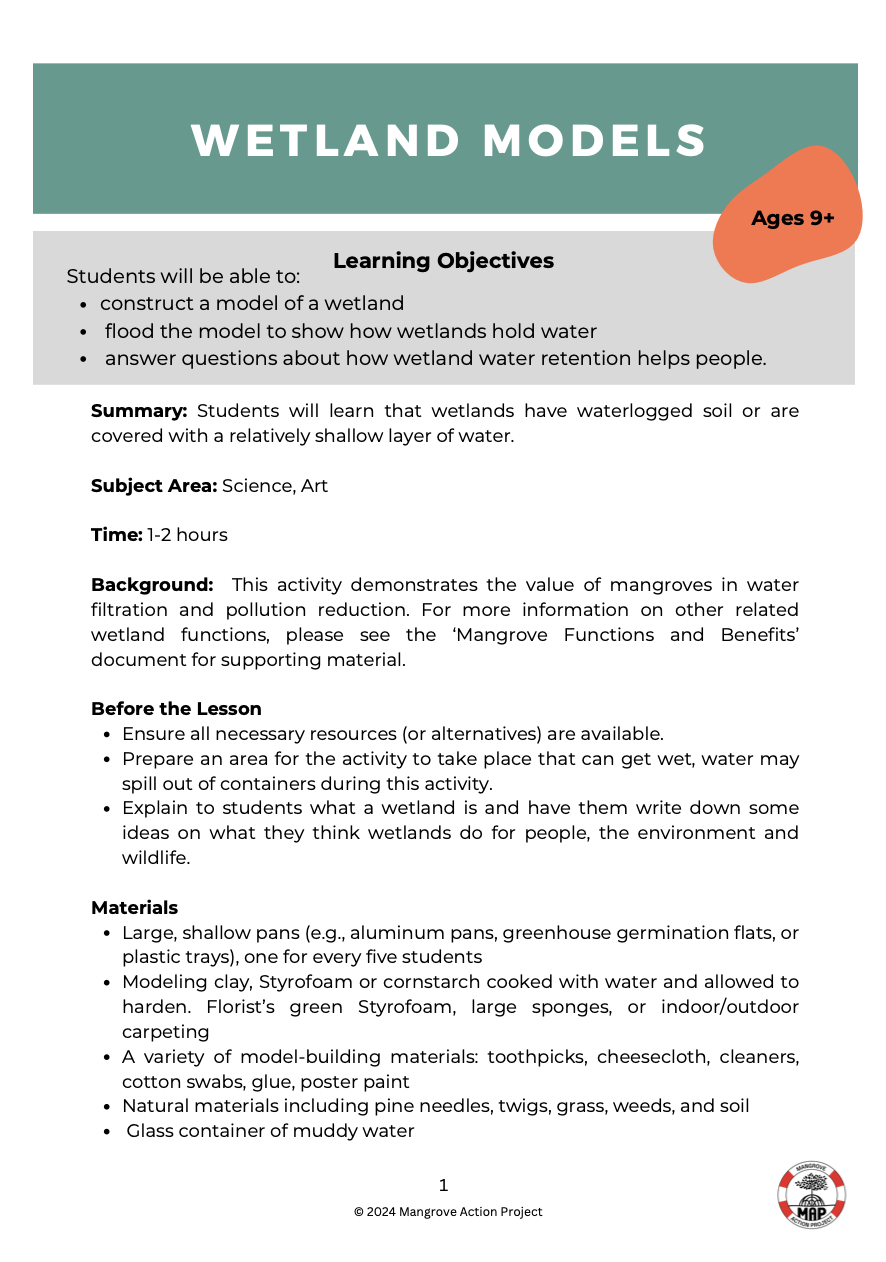 Wetland Models - Mangrove Action Project